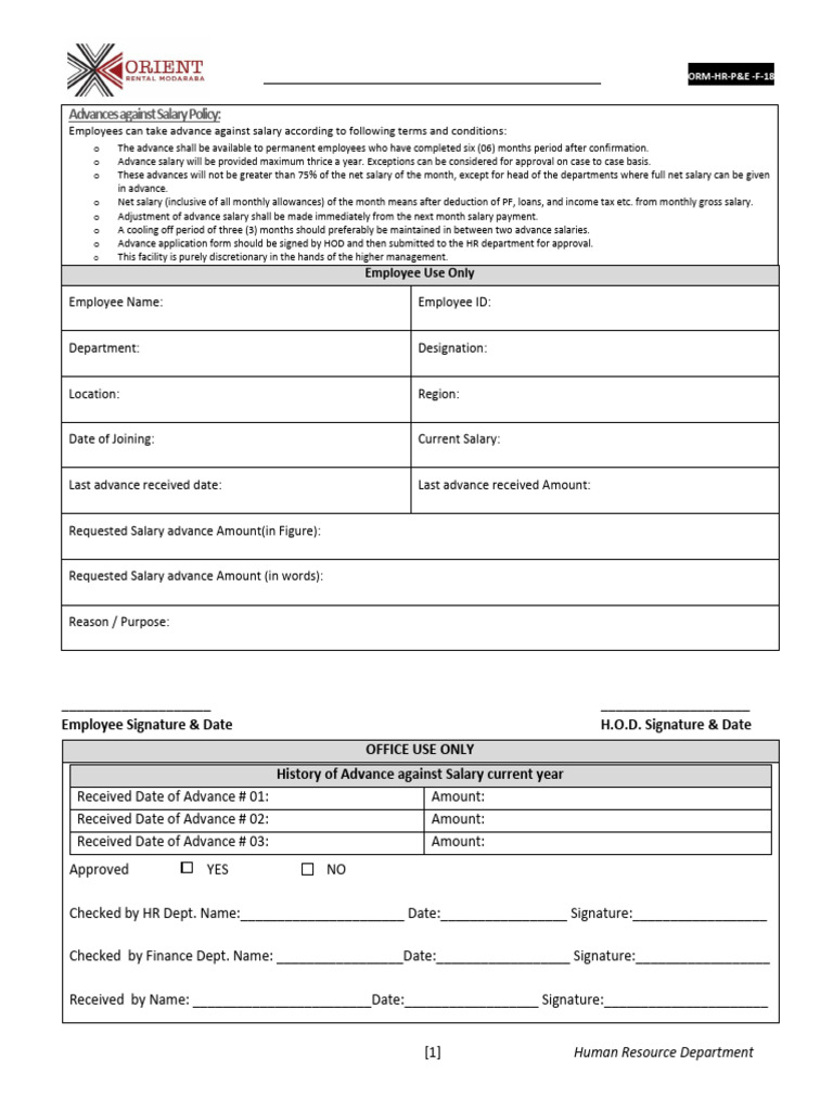 Advance Salary Request Form | PDF | Salary | Gross Income