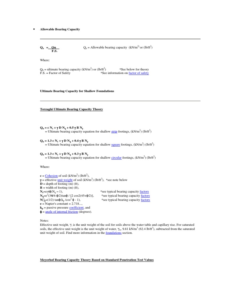 Allowable Bearing Capacity | PDF | Deep Foundation | Foot (Unit)
