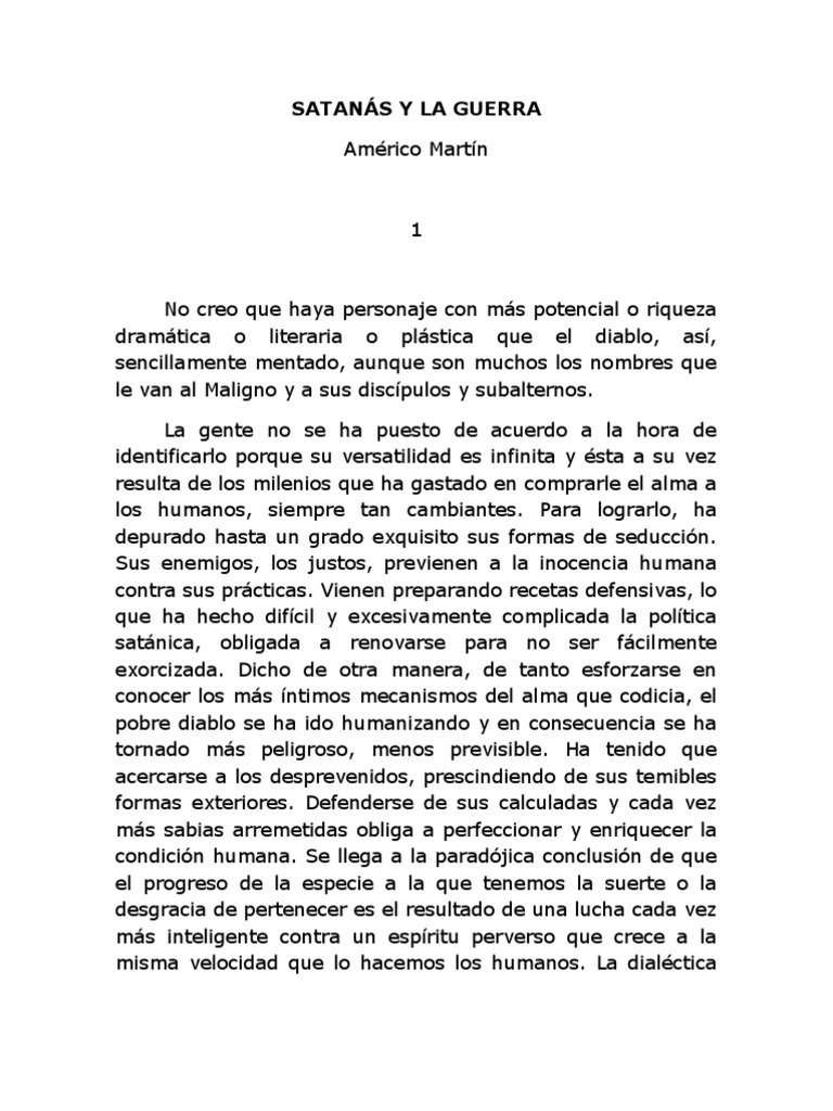 Satanás Y La Guerra | PDF | Hugo Chavez | Militar