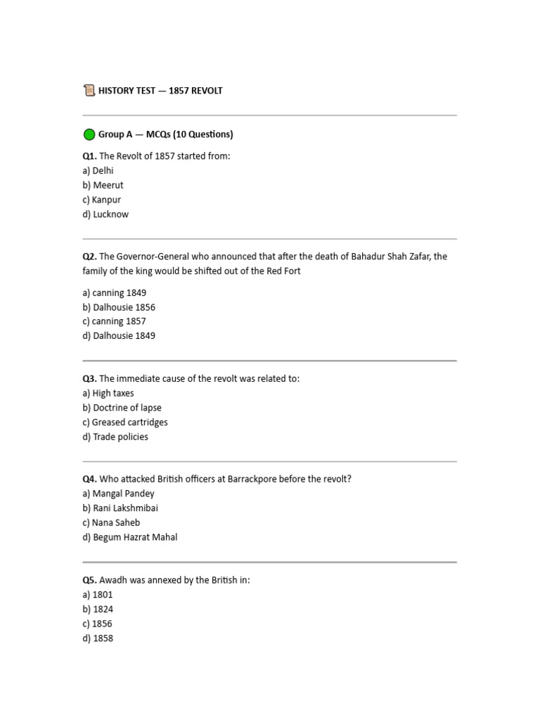 Chapter 5 and 6 History SST | PDF | Indian Rebellion Of 1857 | Indian ...