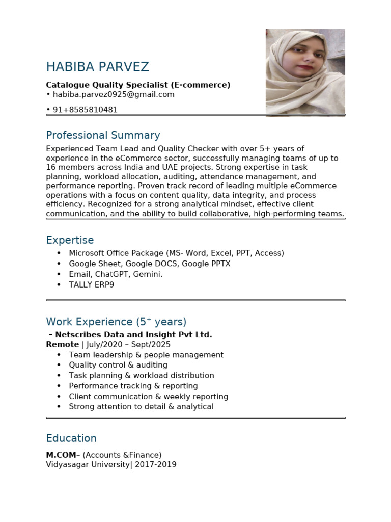 Habiba. Parvez CV 2026 | PDF