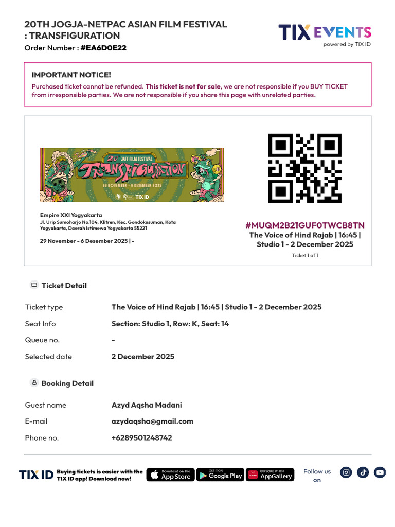Tix Events - Tix Id The Voice of Hind Rajab | PDF | Chess Openings ...
