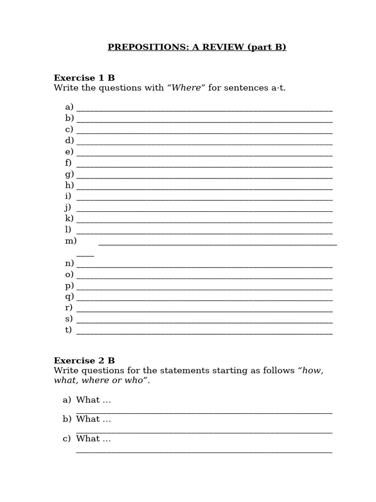 Prepositions (Review Part 2) | PDF