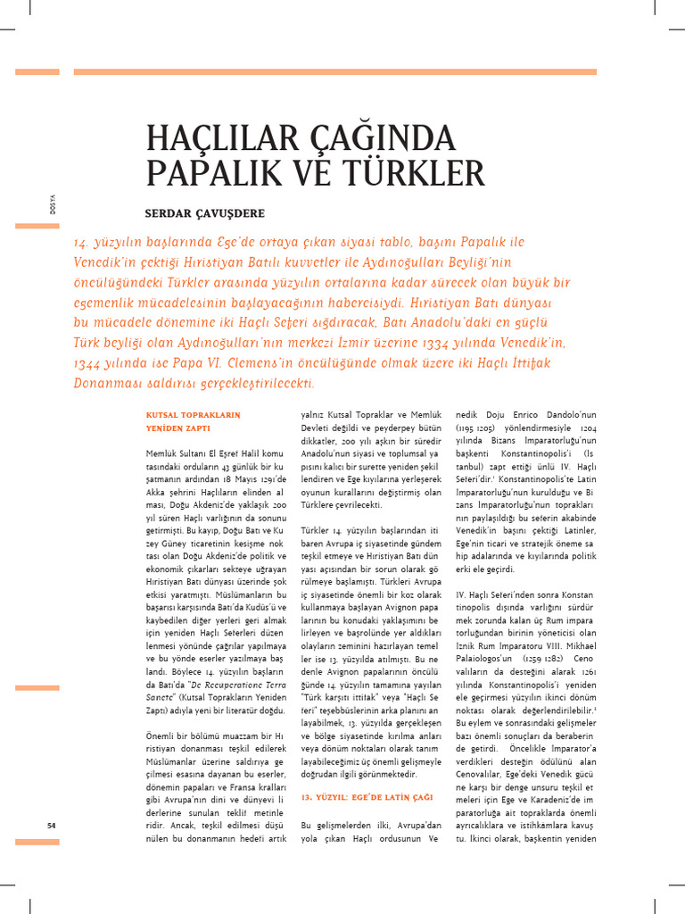 Haclilar Caginda Papalik Ve Turkler Papa | PDF