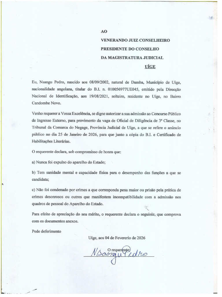 Requerimento - Nsango | PDF