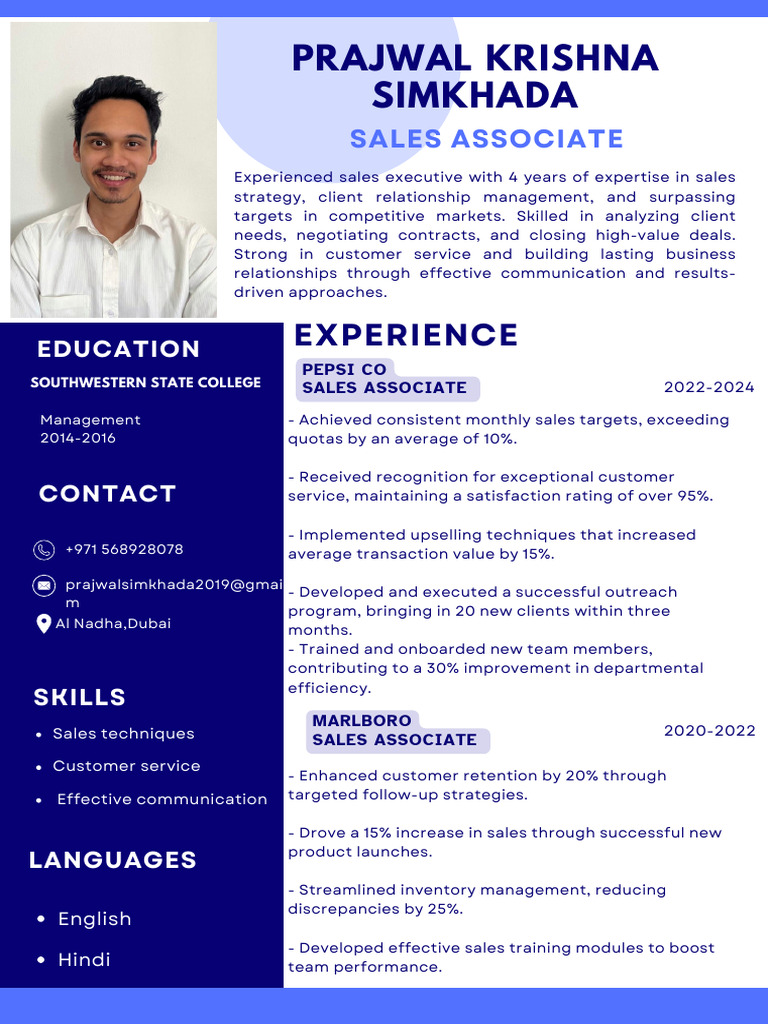 Prajwal CV Sales | PDF