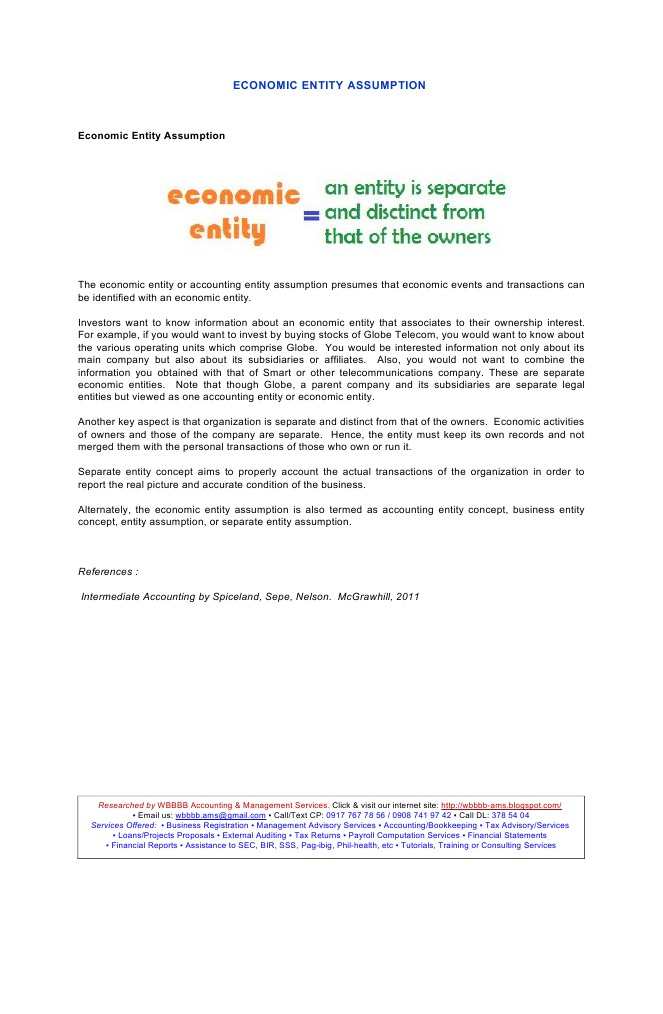 Economic Entity Assumption