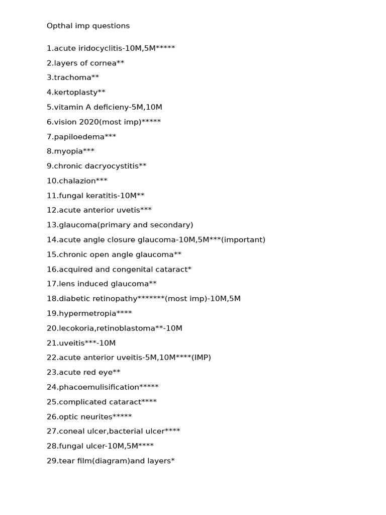 Opthal Questions | PDF
