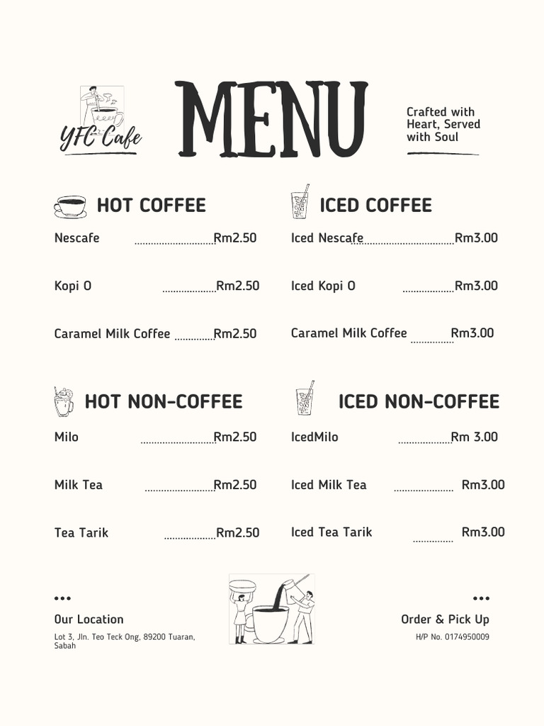 Black and White Minimalist Cafe Menu | PDF