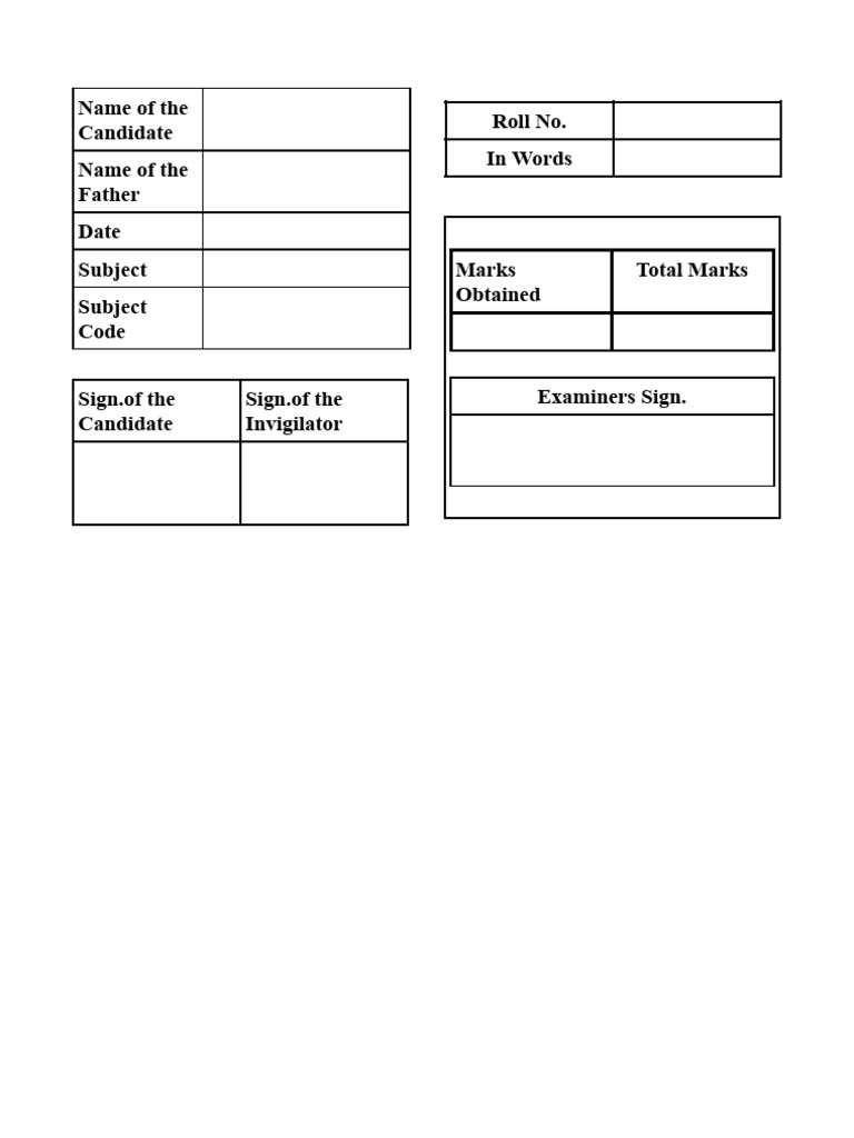 Answersheet Front Page | PDF