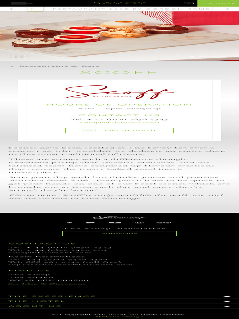Scoff The Savoy London | PDF