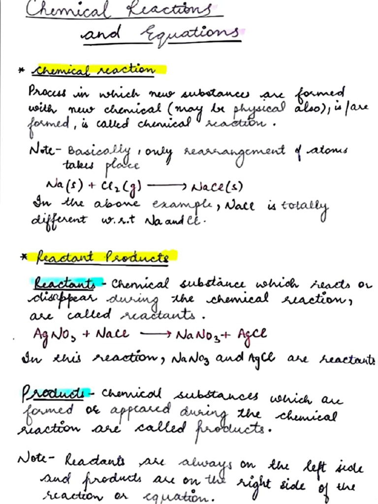 Science Chapter-1 Chemical Reactions and Equations (NOTES) | PDF