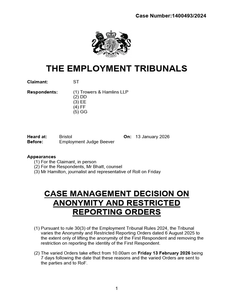 ST - Vs - Trowers & Hamlins LLP & 4 Others - Reserved Reasons | PDF ...