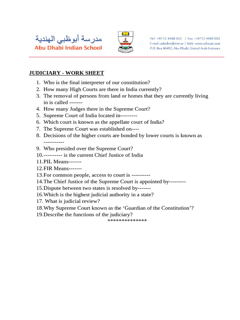 Judiciary Work Sheet | PDF