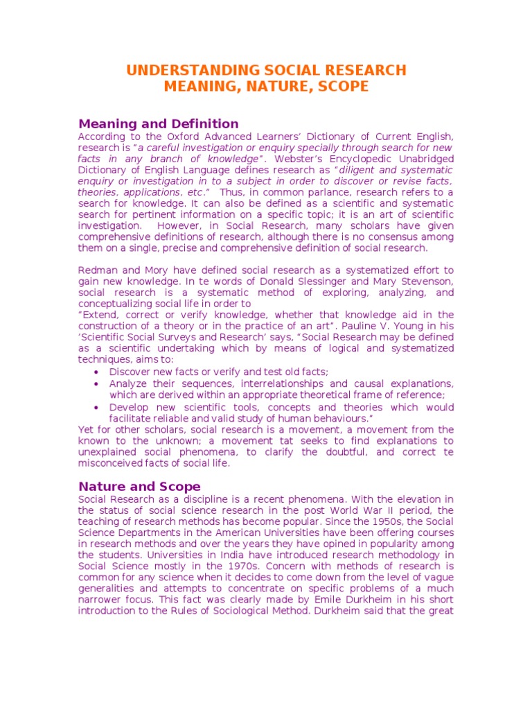 On Social Research and Its Concepts | PDF | Social Research | Social ...