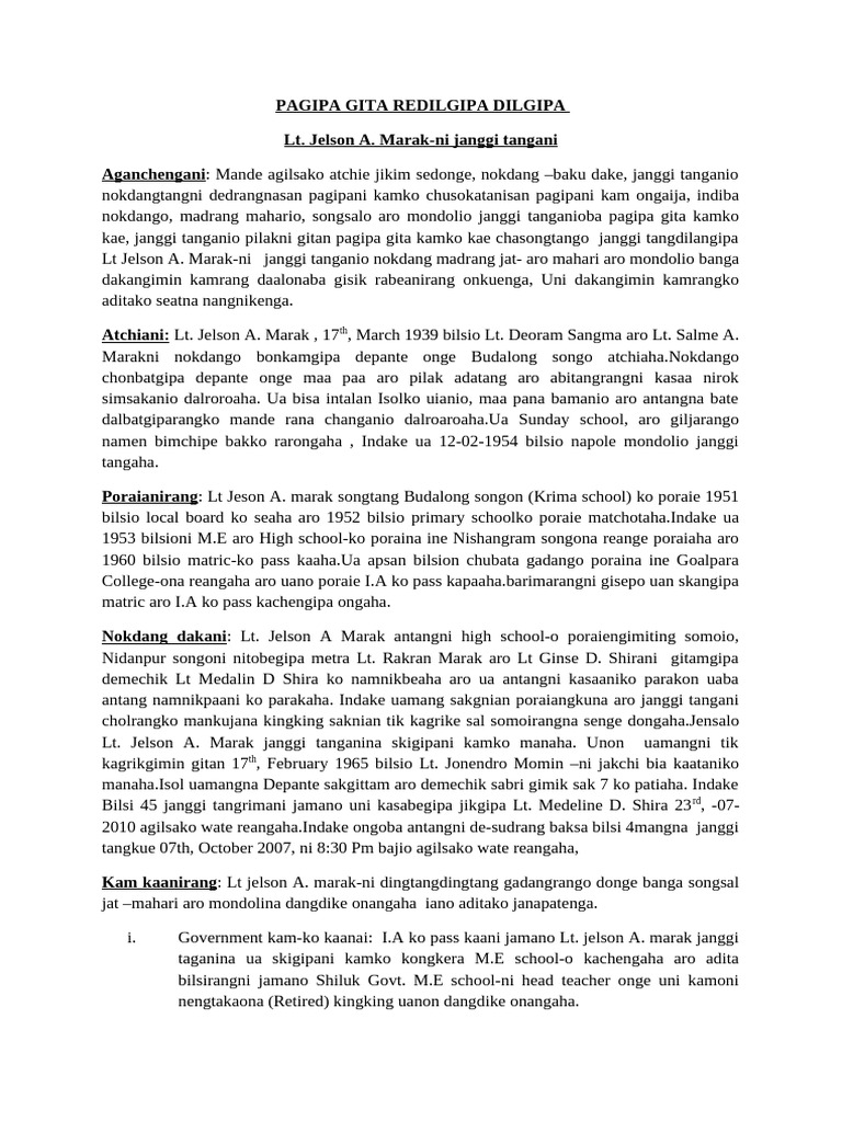 LT Jelson Marak | PDF
