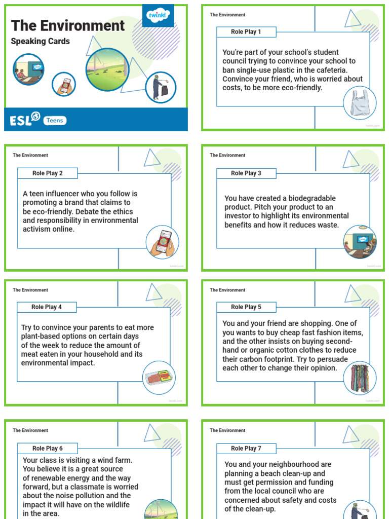 T 1756287279 Esl The Environment Speaking Cards Teens b2 Ver 1 | PDF ...