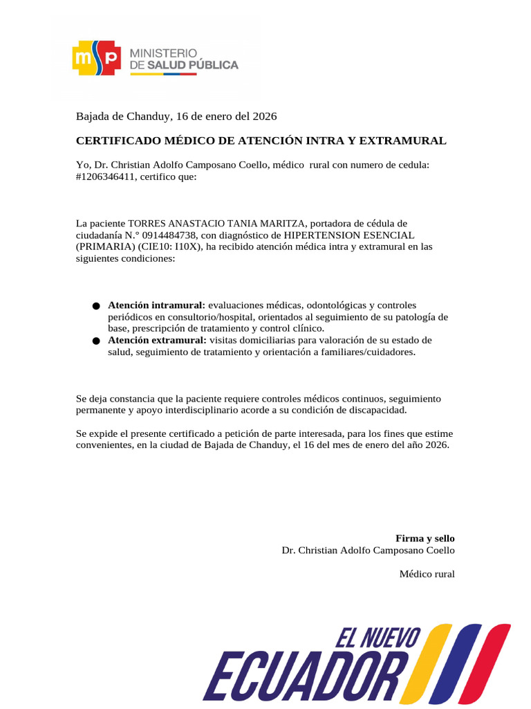 Certificado Médico de Tania Ponce | PDF