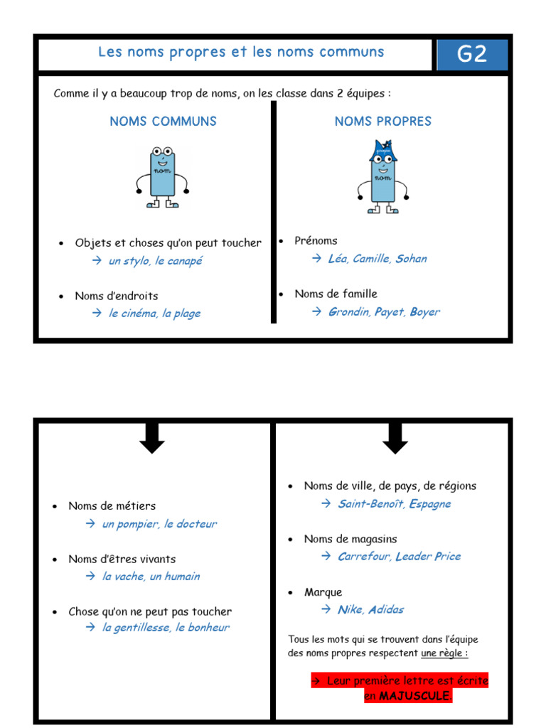 G2 - Les Noms Propres Et Les Noms Communs | PDF