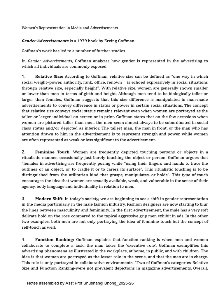 Gender Advertisements A Book by Erving Goffman - 1979 | PDF | Gender ...