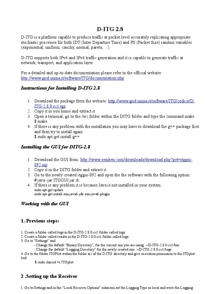 Install and Use D-ITG Traffic Generator | PDF | Directory (Computing ...