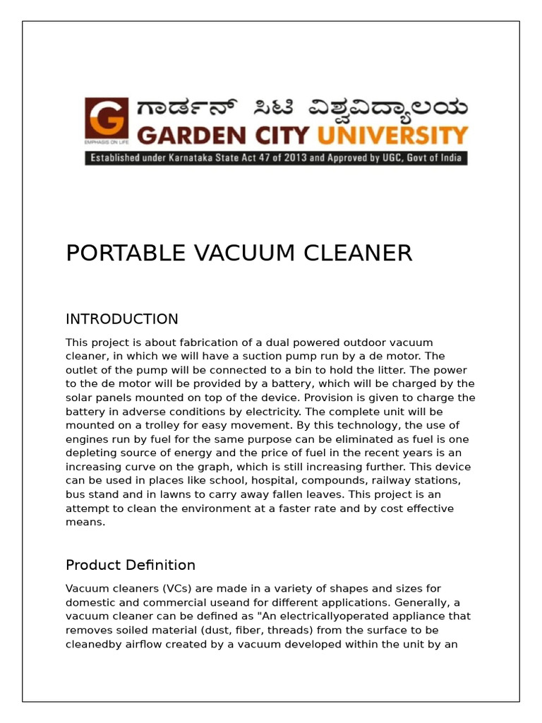 Portable Vacuum Cleaner Physics Project | PDF | Vacuum Cleaner ...