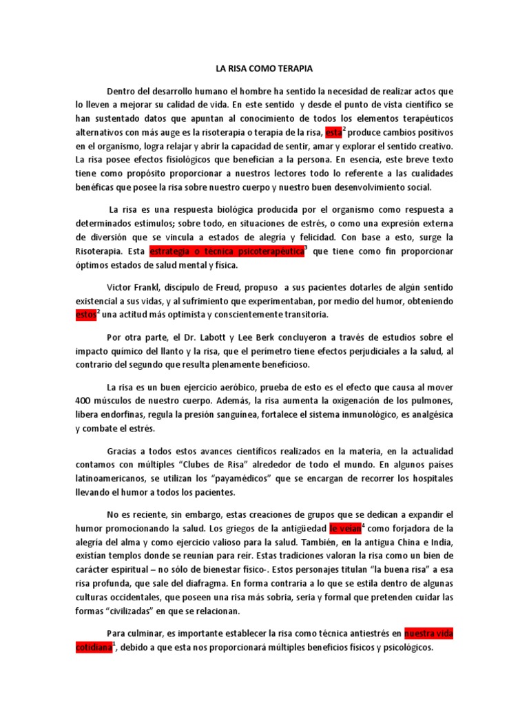 La Risa Como Terapia | PDF | La risa | Estrés (biología)