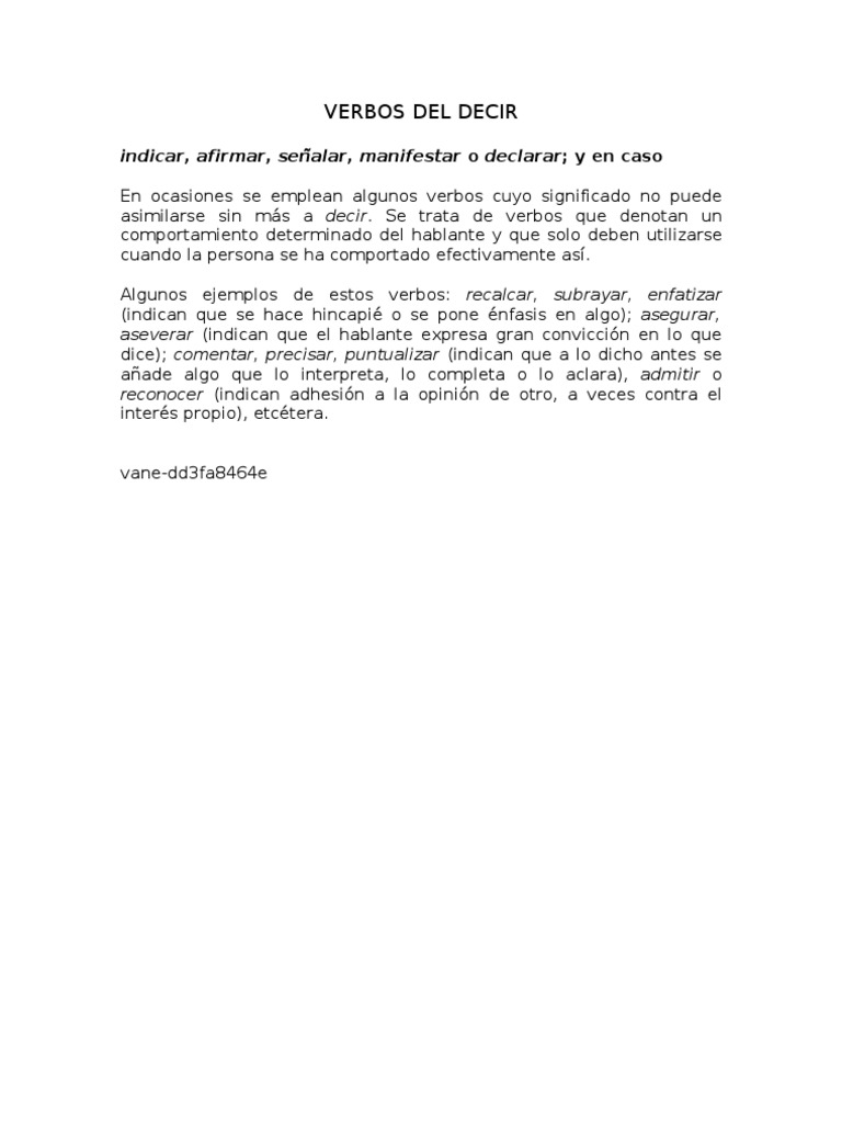 Verbos del Decir y su Uso Preciso | PDF