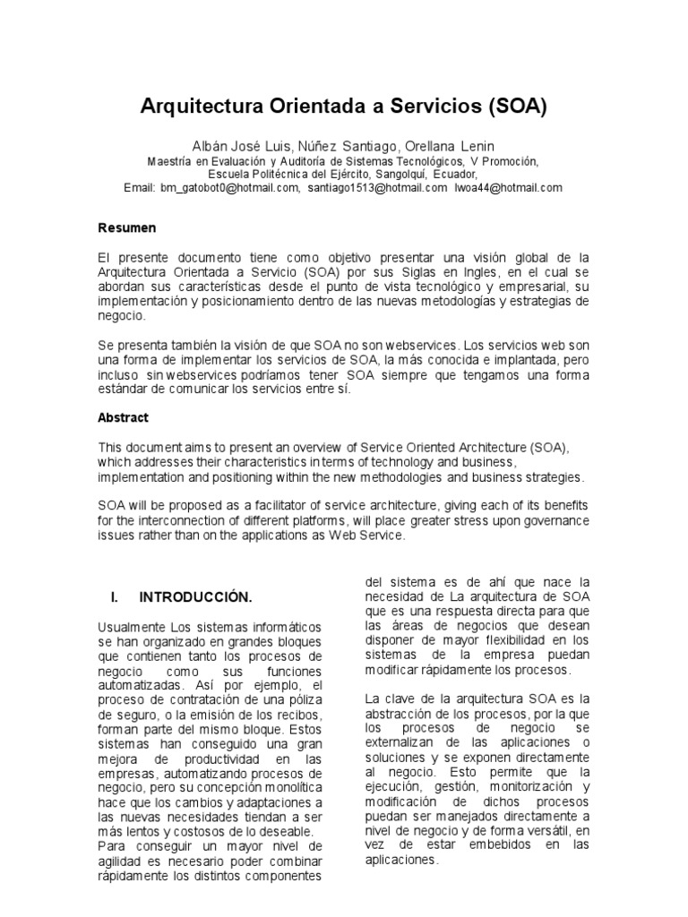 Arquitectura Soa | PDF | Arquitectura orientada a Servicios | Proceso ...