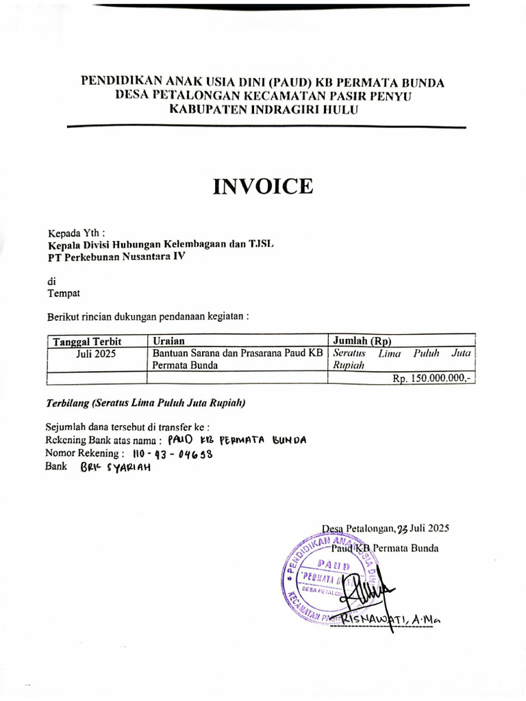 Contoh Invoice TTD Penerima | PDF
