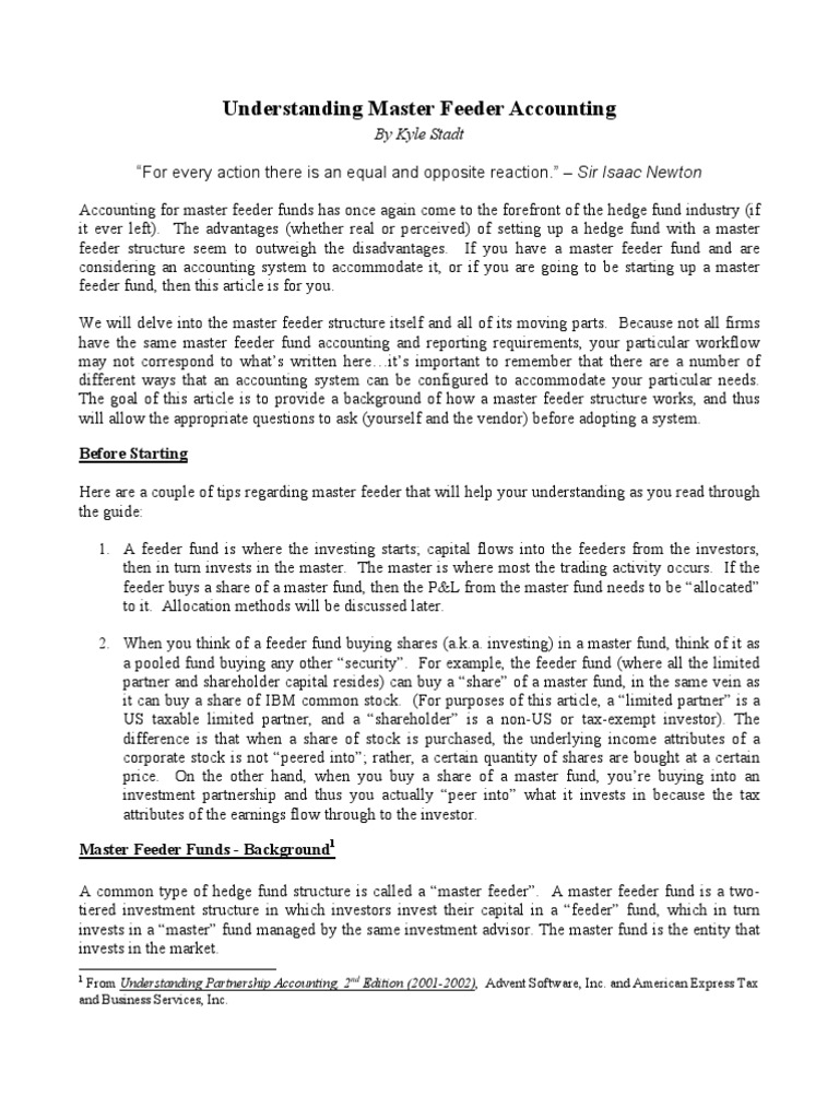 Understanding Master Feeder | PDF | Investing | Investor