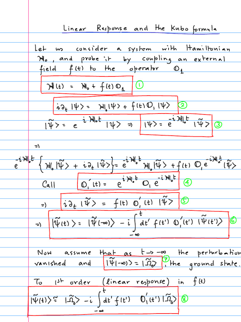 Topic7 Linear Response Kubo Formula | PDF