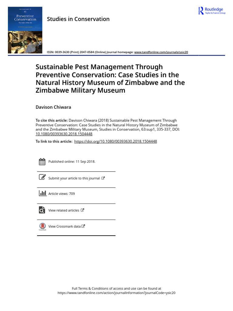 Sustainable Pest Management Through Preventive Conservation Case ...