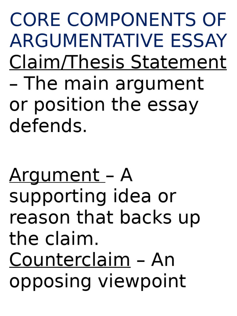 Core Components of Argumentative Essay | PDF