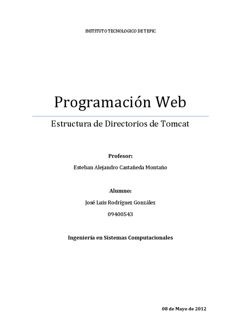 Estructura de Directorios de Tomcat | PDF | Páginas del servidor Java ...