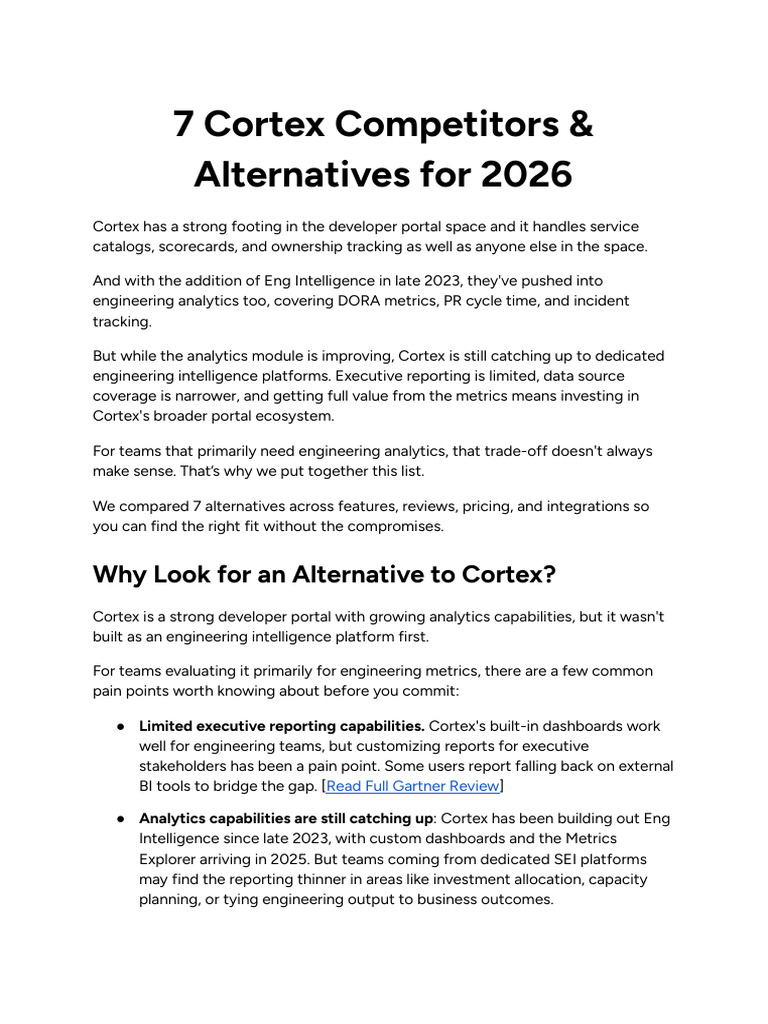 7 Cortex Competitors & Alternatives For 2026 | PDF | Artificial ...