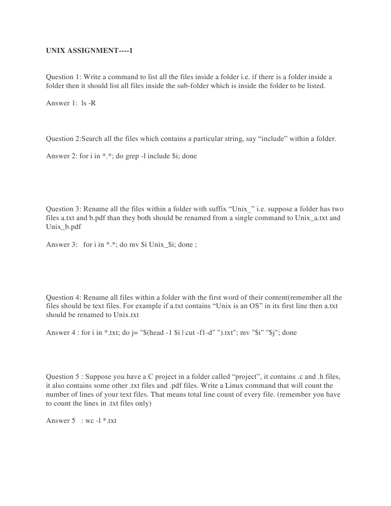 Unix Assignments | PDF | Text File | Computer File