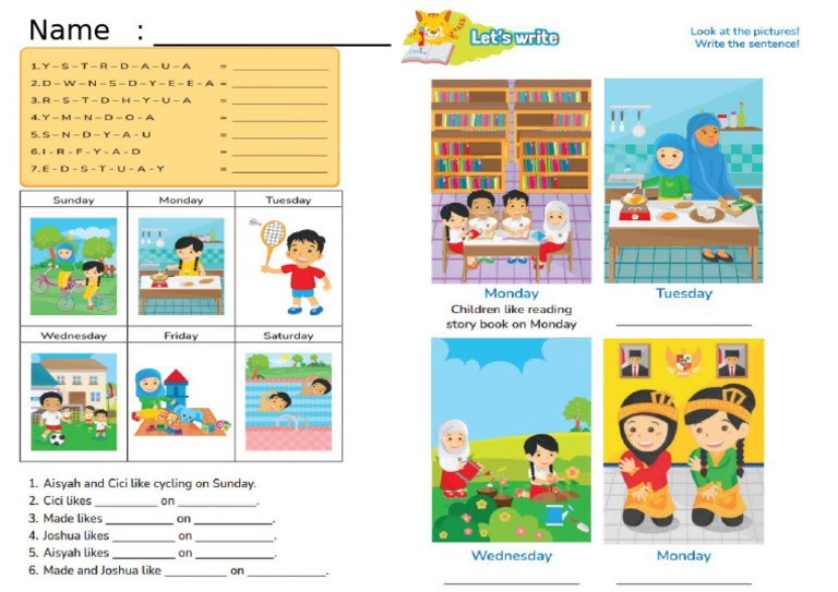 Worksheet Days Grade 3 | PDF
