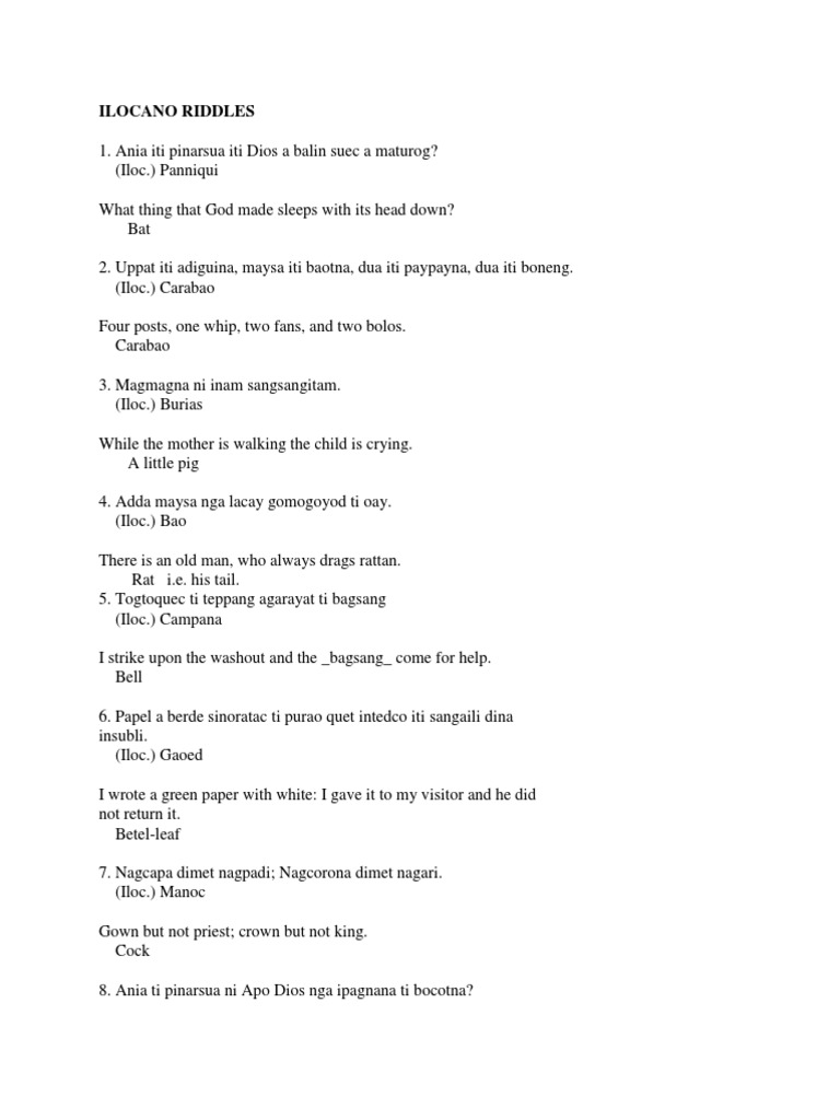 Ilocano and Pangasinan Riddles