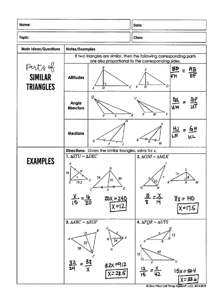 L6.6 Class Exer Parts of Similar Triangles TEA | PDF