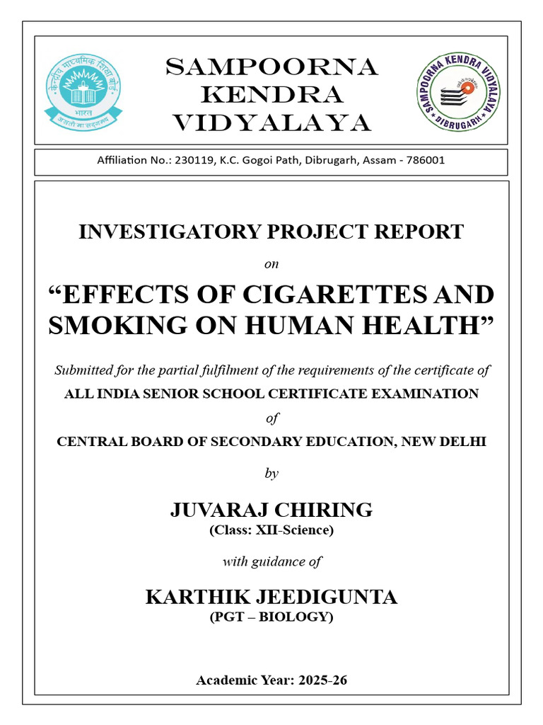 Biology Investigatory Project-2 | PDF | Nicotine | Smoking