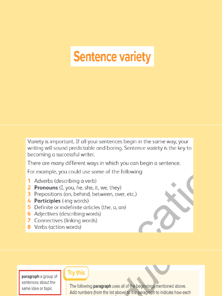 Sentence+Variety+PPT+23 24 | PDF