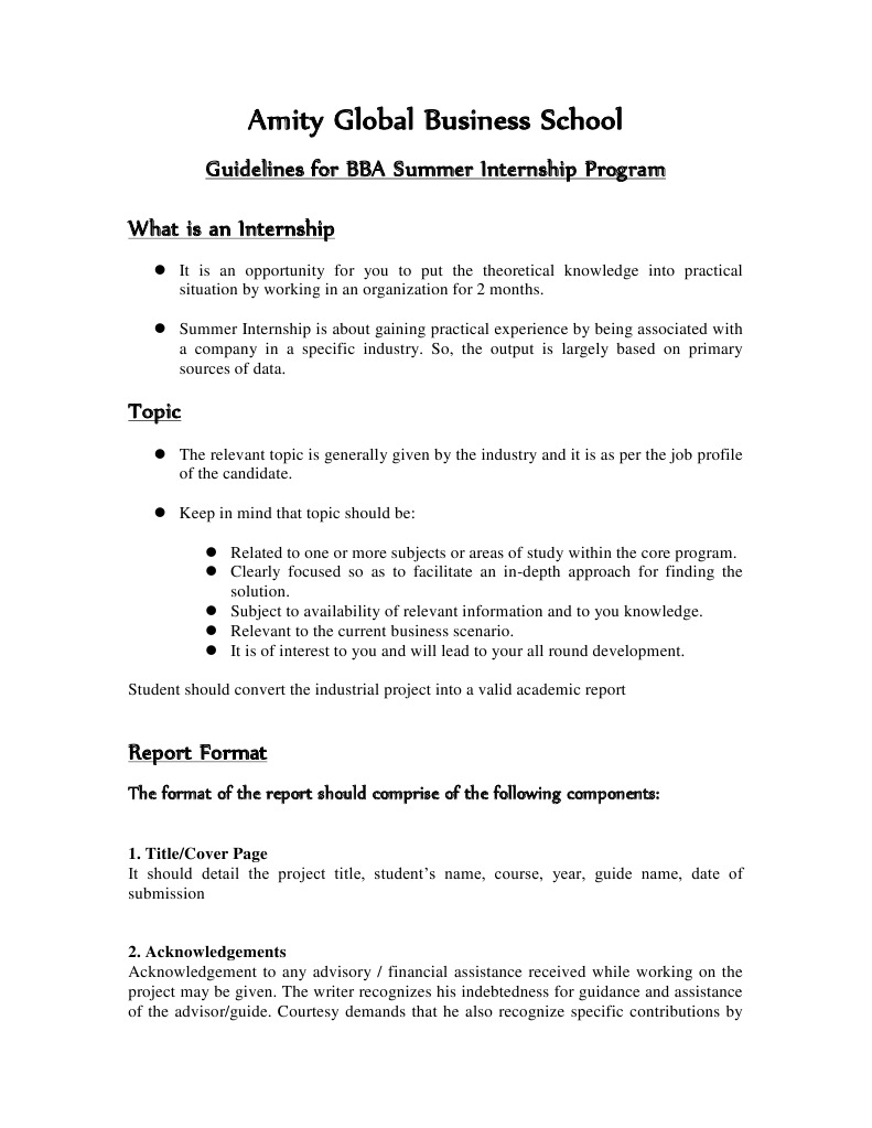 Bba Summer Internship | PDF | Literature Review | Internship