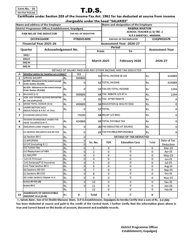 Ravina Jee Tds 2026 | PDF | Taxation | Payments