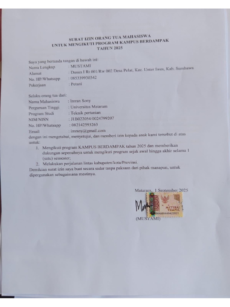 Surat Ijin MBKM | PDF