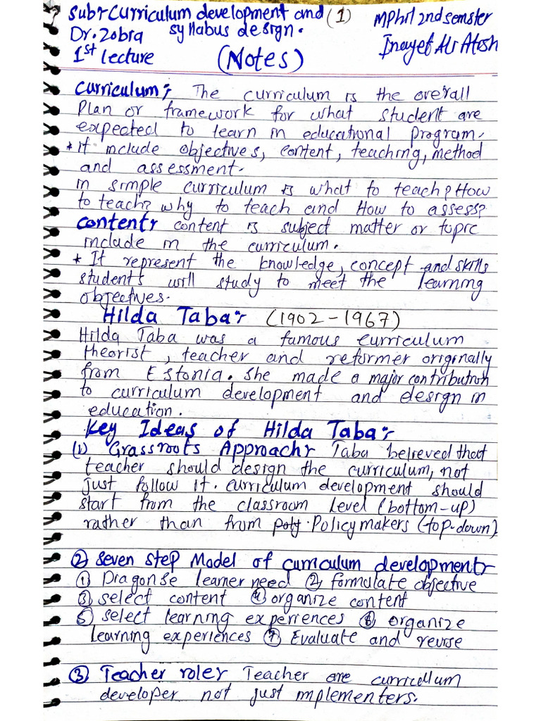 Ma'am Zobia Curriculum & Syllabus Design | PDF