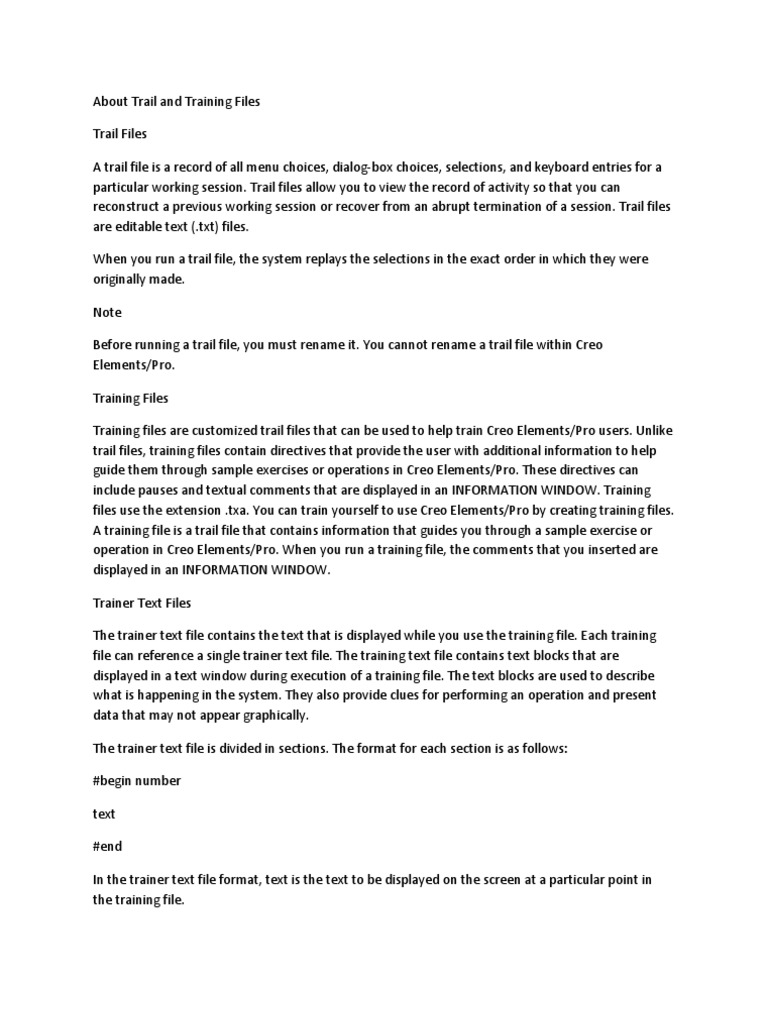 About Trail and Training Files | PDF | Parameter (Computer Programming) | Command Line Interface