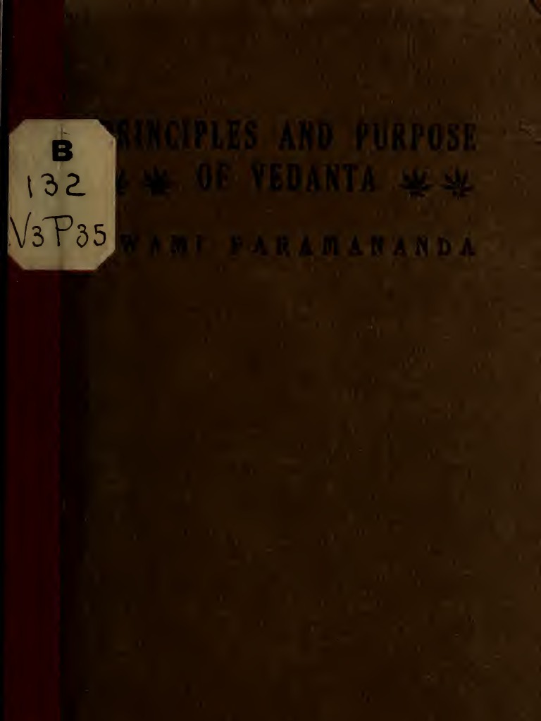 Principles and Purpose of Vedanta - by Swami Paramananda | PDF ...