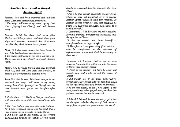 Christian - Pamphlet - Tract - Another Jesus Another Gospel Another ...