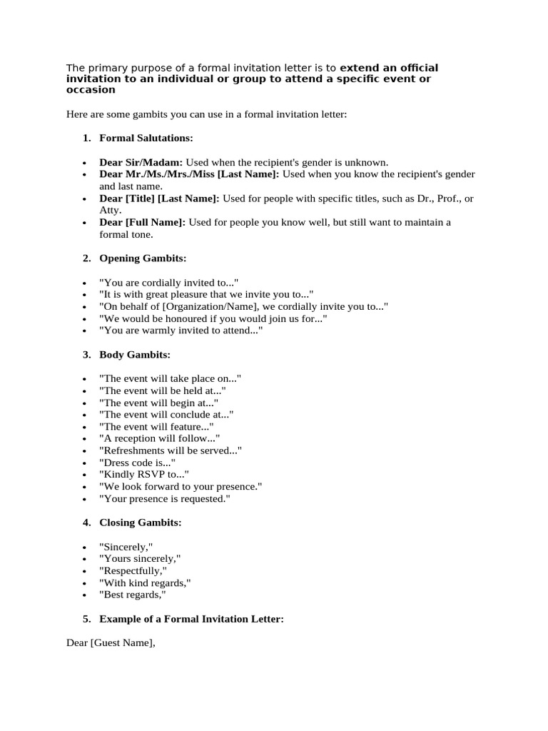 Materi Formal Invitation Letter | PDF | Chess | Chess Openings